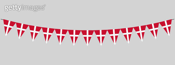 denmark flag garland, string of triangular flags, Danish National ...