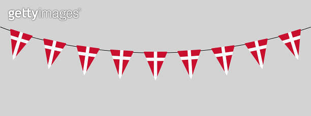 Denmark bunting garland, string of triangular flags, Danish National ...