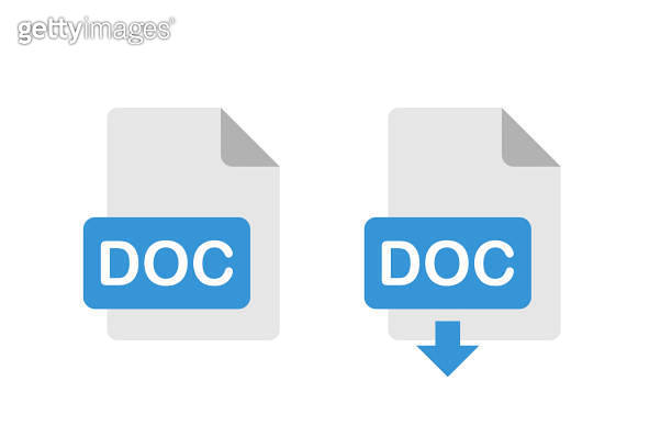 doc file format, download doc file sign, set of two vector icons ...