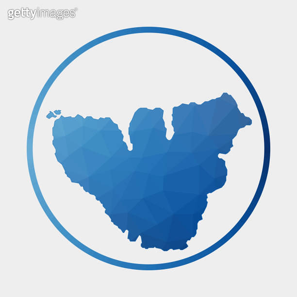 Moorea icon. Polygonal map of the island in gradient ring. Round low ...