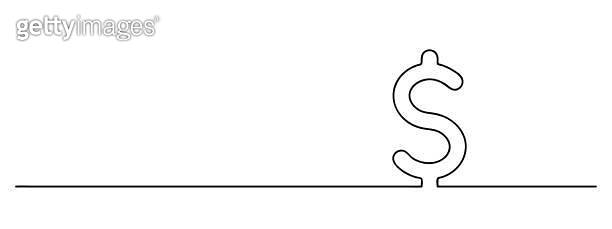 dollar sign continuous one line drawing, american currency lineart ...