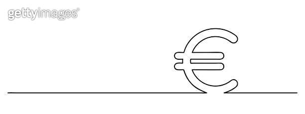 euro sign continuous one line drawing, european currency lineart, black ...