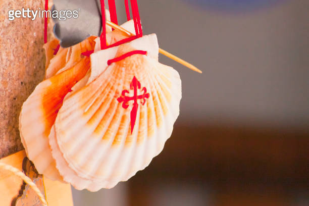 Scallop shell and cross symbols of the camino de Santiago, ancient ...