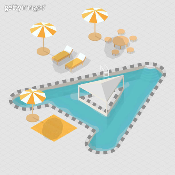 Alphabet A Font Isometric 3D Open Air Summer Pool Party Beach Landing ...