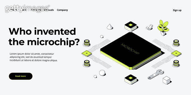 Microchip concept illustration in isometric vector design ...