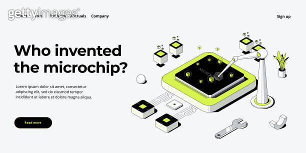Microchip concept illustration in isometric vector design ...