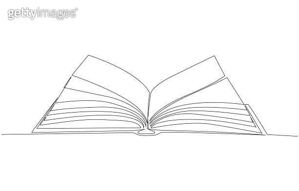 One line vector drawing of a book Vector illustration 이미지 (1491082393 ...