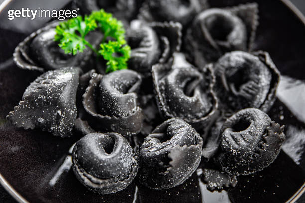 ravioli black color cuttlefish ink agnolotti fresh seafood seafood ...