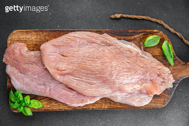 raw turkey fillet slice fresh poultry meat healthy eating cooking meal ...