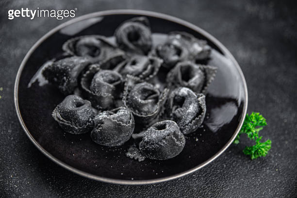ravioli black color cuttlefish ink agnolotti fresh seafood seafood ...