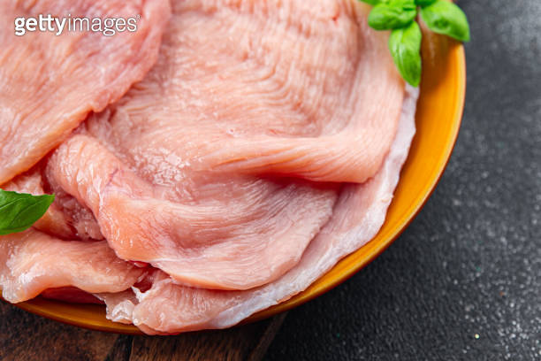 raw turkey meat fillet slice fresh poultry meat healthy eating cooking ...