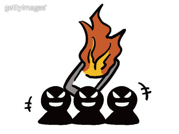 Illustration of bad people rejoicing in Internet flaming (mobile phone ...