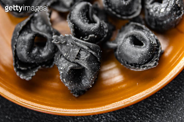 agnolotti black color cuttlefish ink ravioli fresh seafood seafood ...