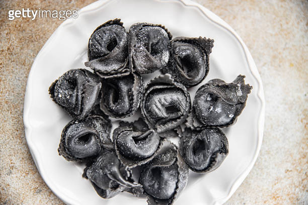agnolotti black color cuttlefish ink ravioli fresh seafood seafood ...