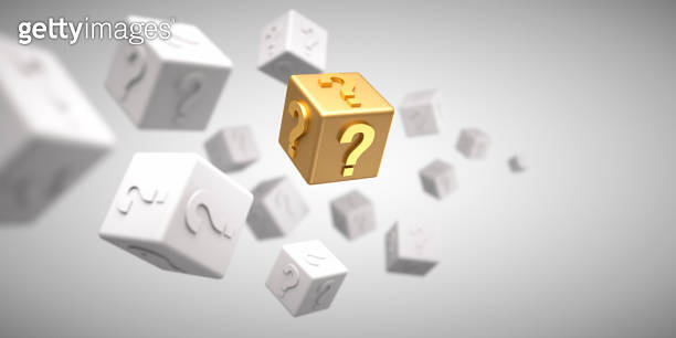 White cubes with question marks 이미지 (1735083801) - 게티이미지뱅크