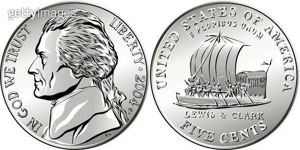 Vector American coin Lewis and Clark five cents (1661476532) 일러스트, 무료 ...