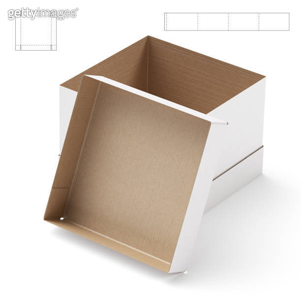 Square Base Double Lid Box with Blueprint Drawing 이미지 (1485987446) - 게티 ...