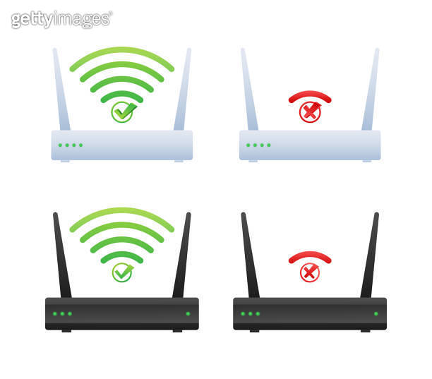 Different wifi routers with different symbols. Network Wi-Fi router ...