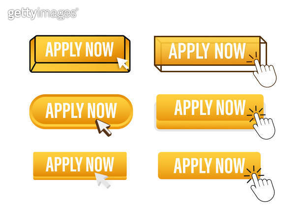 Apply Now Button With Pointer Clicking Apply Web Buttons Set User Interface Element In Flat 2191