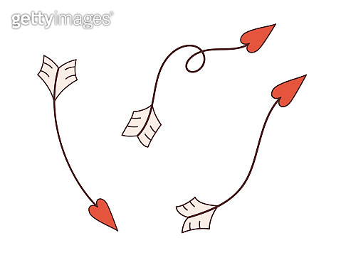 Vector set with curve arrows in y2k style. Happy Valentines day 70s ...