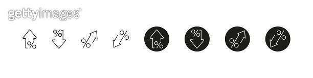 Percent rise arrow icon set. Percentage rising financial vector icons ...