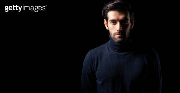 Confident thinking handsome young beared man portrait Attractive ...