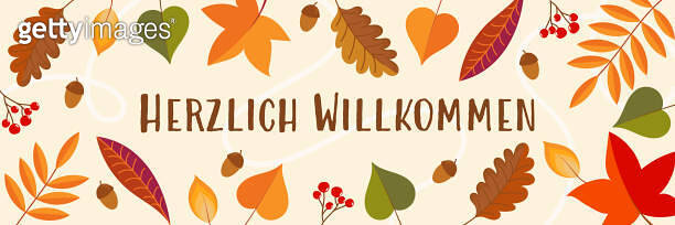 Herzlich Willkommen - text in German - Welcome. Greeting banner with ...