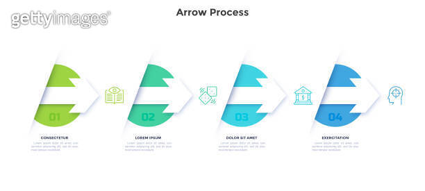 Progress bar with four circular elements placed in horizontal row and ...