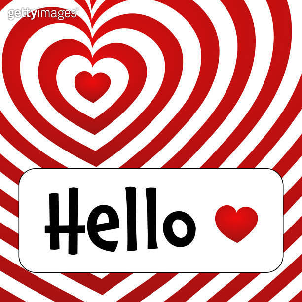 Hello. Greeting card with a red and white striped heart. 이미지 ...