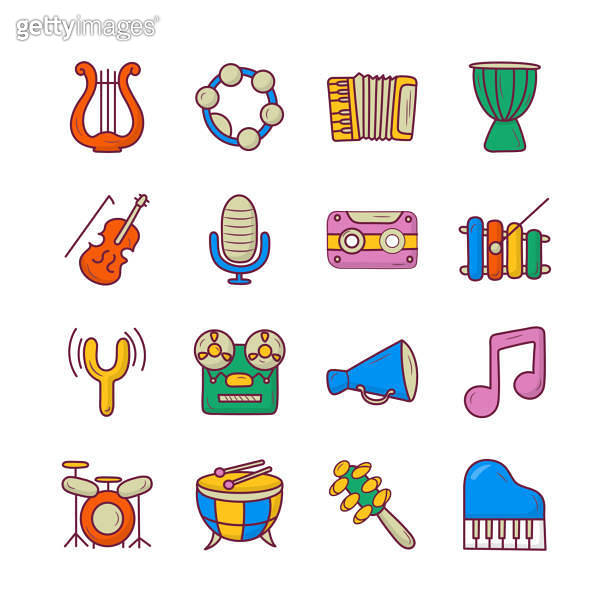 Media Control Vector Hand Draw Filled Outline icon style illustration ...