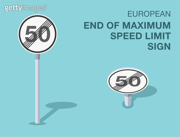 Traffic regulation rules. Isolated european end of maximum speed limit ...