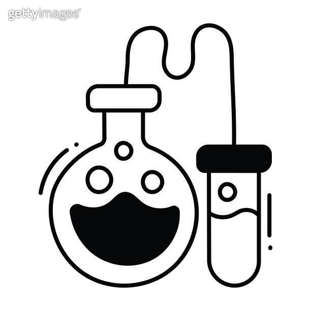 Chemical reaction doodle Icon Design illustration. Science and ...