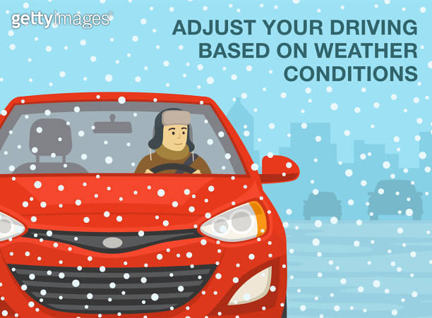 Safe car driving rules and tips. Winter season driving. Adjust your ...