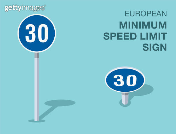 Traffic regulation rules. Isolated european minimum speed limit sign ...