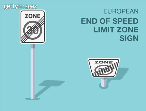 Traffic regulation rules. Isolated european end of speed limit zone ...