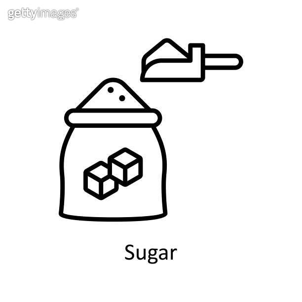 Sugar Vector Outline Icon Design illustration. Grocery Symbol on White ...