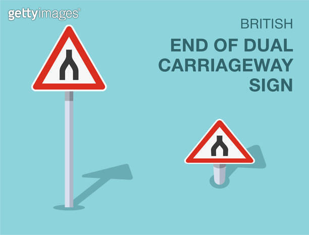 Traffic regulation rules. Isolated British end of dual carriageway sign ...