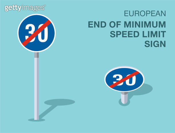 Traffic regulation rules. Isolated european end of minimum speed limit ...