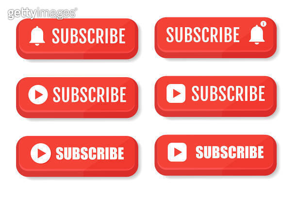 Subscribe button color with arrow cursor and shadow. Vector ...