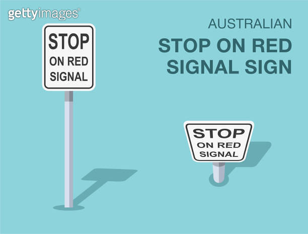 Traffic regulation rules. Isolated australian stop on red signal sign ...