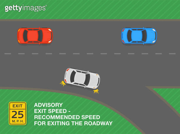 Safe driving tips and traffic regulation rules. Advisory exit speed ...