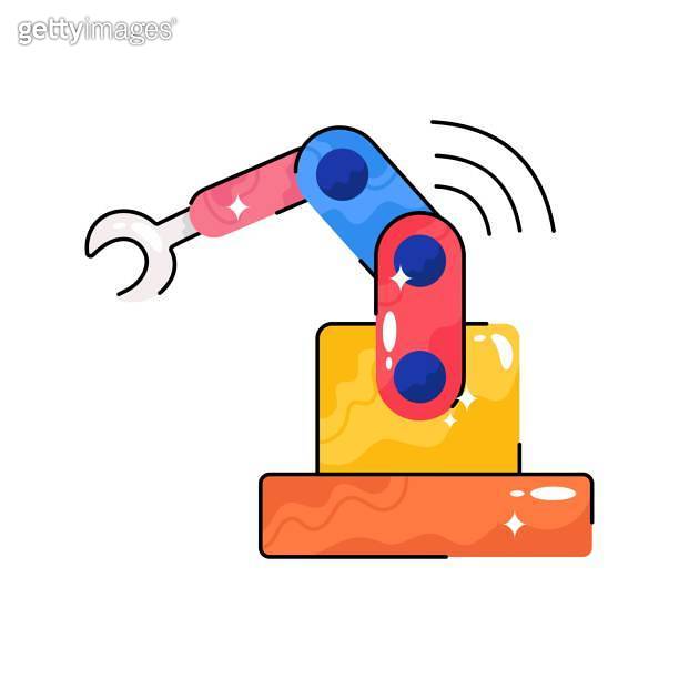 Smart Robotic arm doodle vector outline Sticker. EPS 10 file ...