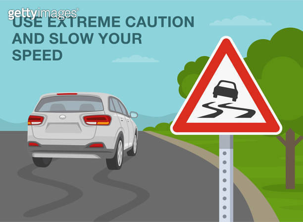 Safe car driving rules and tips. Use extreme caution and slow your ...