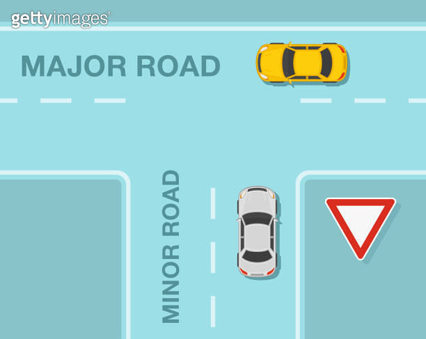 Traffic regulation rules. Major and minor road. T-junction priority ...