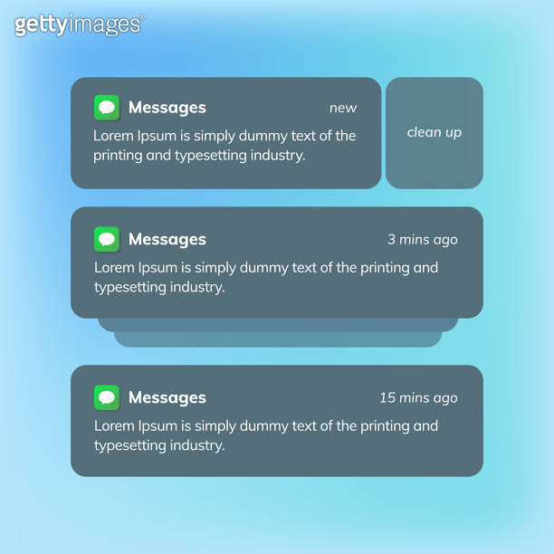 Phone notification window template. Smartphone message interface on a ...
