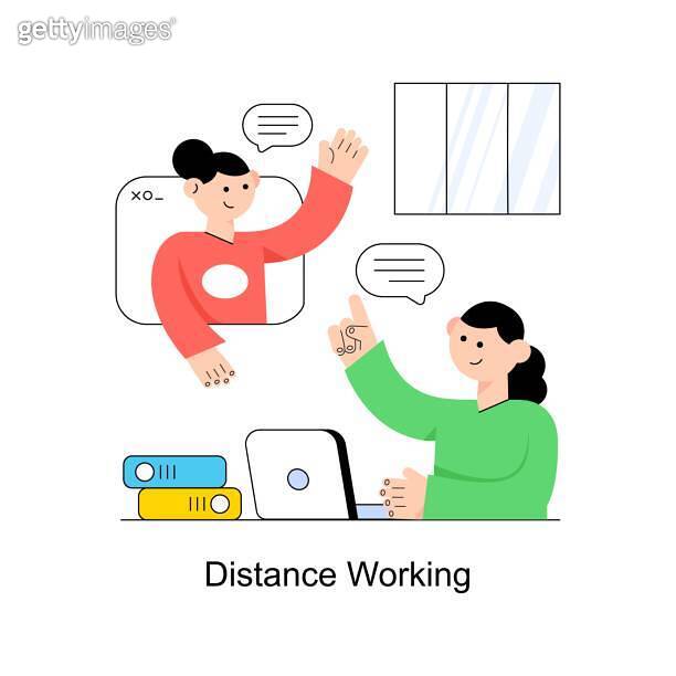 Distance Working Flat Style Design Vector illustration. Stock ...
