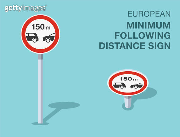 Traffic regulation rules. Isolated european minimum following distance ...