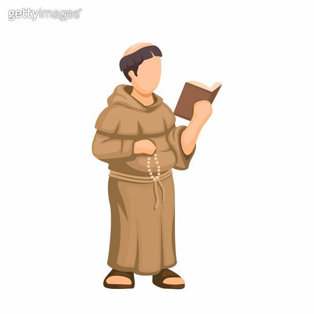 Catholic Monk In Robe Uniform Religious People Character Cartoon ...