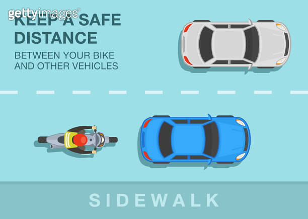 Safety motorcycle driving rules and tips. Keep a safe distance between ...