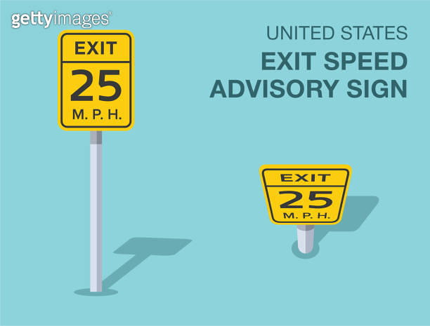 Traffic regulation rules. Isolated United States exit speed advisory ...